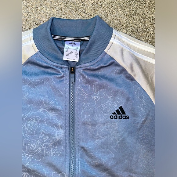 adidas | Sweaters | Adidas Blue Floral Tracksuit Jacket | Poshmark